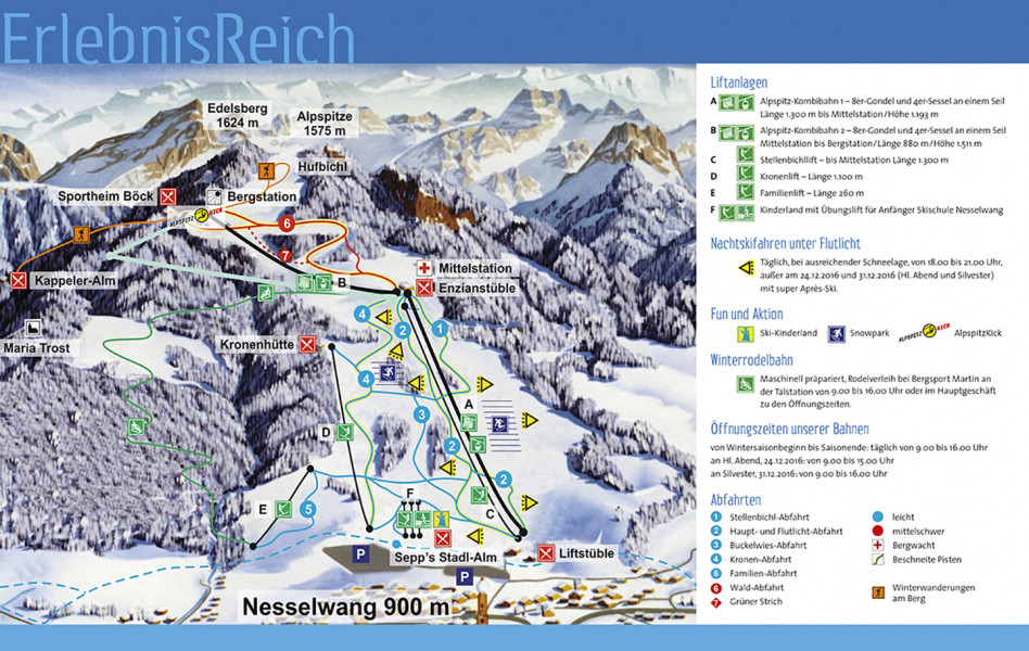 Alpspitzbahn Nesselwang Trail Map • Piste Map • Panoramic Mountain Map