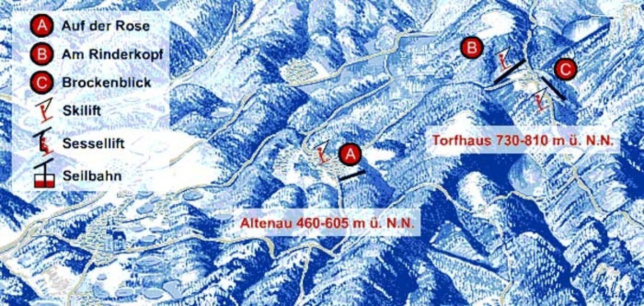 Altenau - Auf der Rose Trail Map • Piste Map • Panoramic Mountain Map