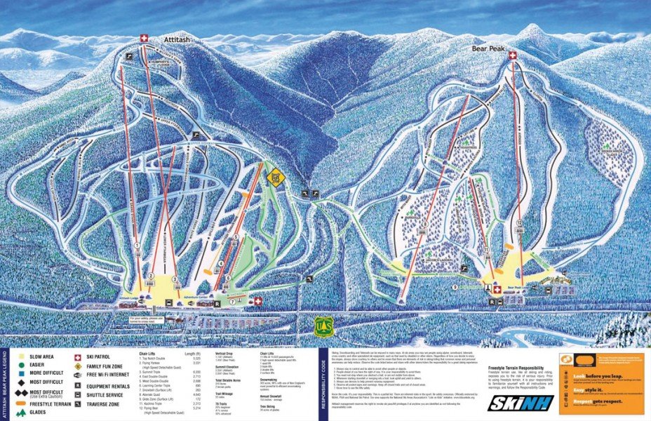 Attitash Resort Trail Map • Piste Map • Panoramic Mountain Map
