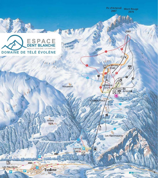 Evolene Trail Map • Piste Map • Panoramic Mountain Map