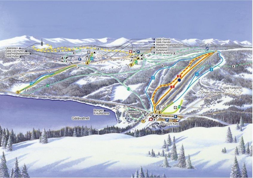 Gala Trail Map • Piste Map • Panoramic Mountain Map