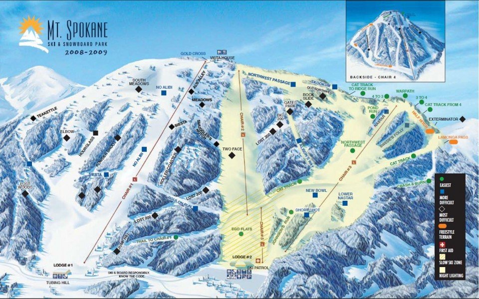 Mt Spokane Ski Area Trail Map • Piste Map • Panoramic Mountain Map