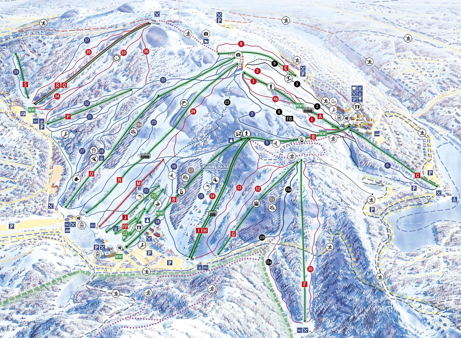 Ruka Trail Map • Piste Map • Panoramic Mountain Map