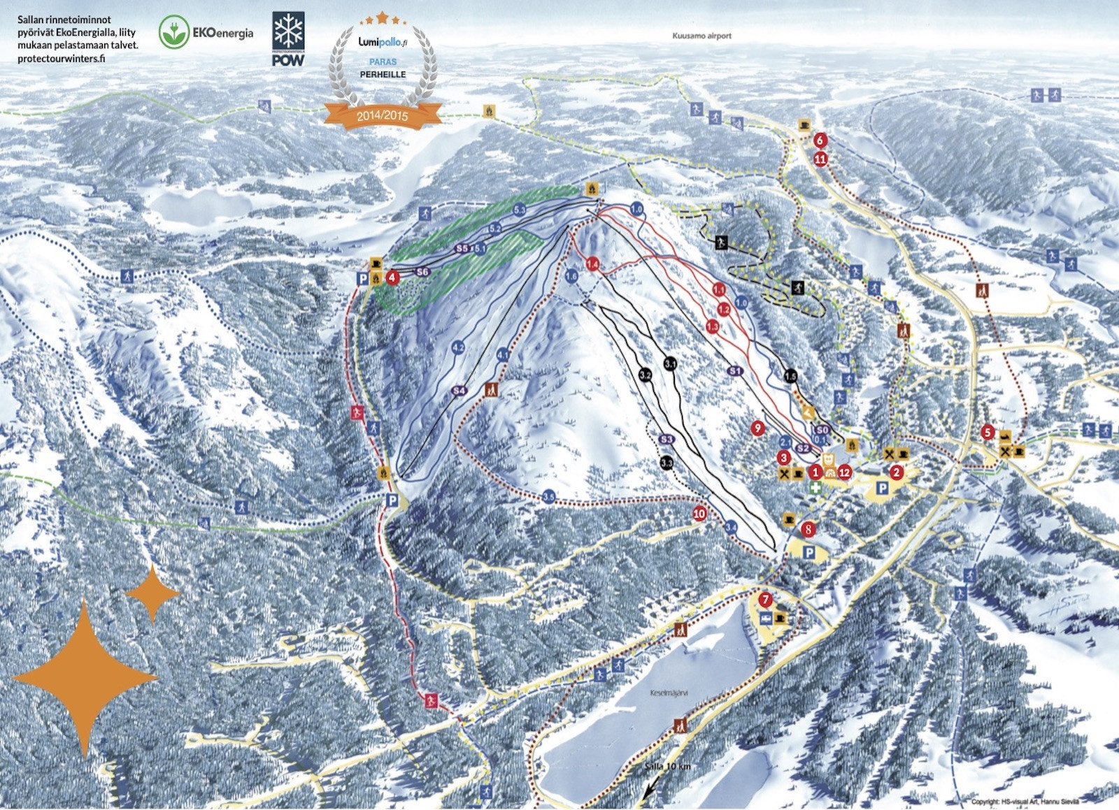 Salla Trail Map • Piste Map • Panoramic Mountain Map