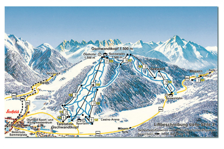 Seefeld Gschwandtkopf Trail Map • Piste Map • Panoramic Mountain Map