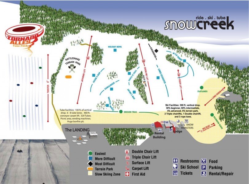 Snow Creek Ski Area Trail Map • Piste Map • Panoramic Mountain Map