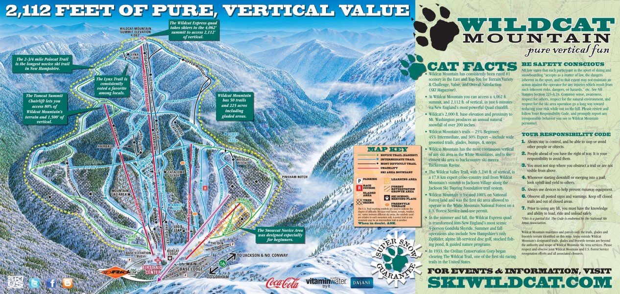 Wildcat Mountain Ski Resort Trail Map • Piste Map • Panoramic Mountain Map