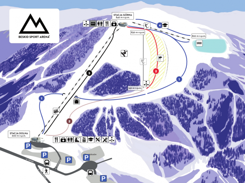 Pistenplan Beskid Sport Arena • Offene Lifte & Pisten • Skipanorama