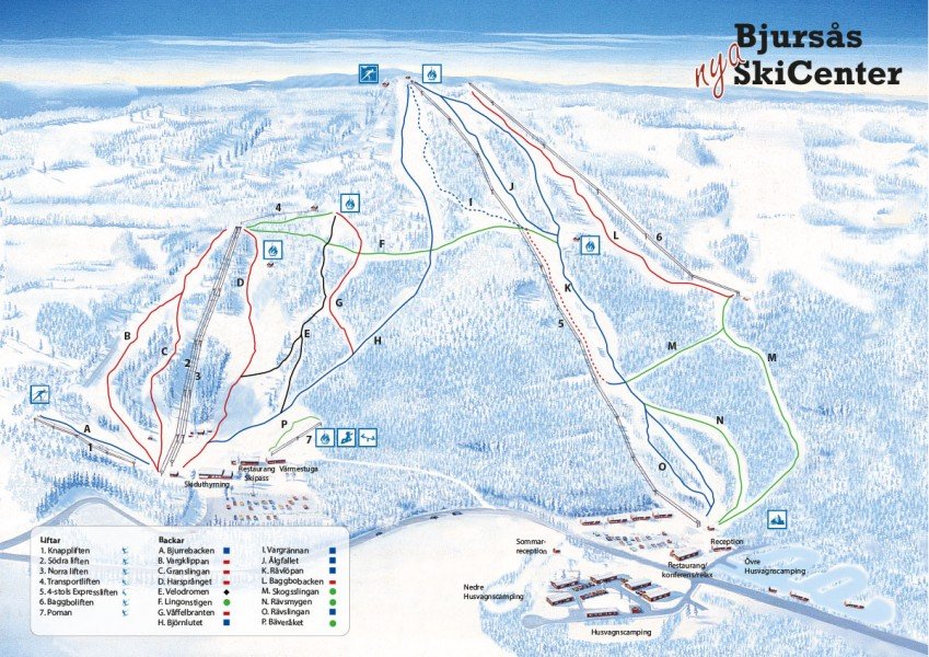 Pistenplan Bjursas • Offene Lifte & Pisten • Skipanorama