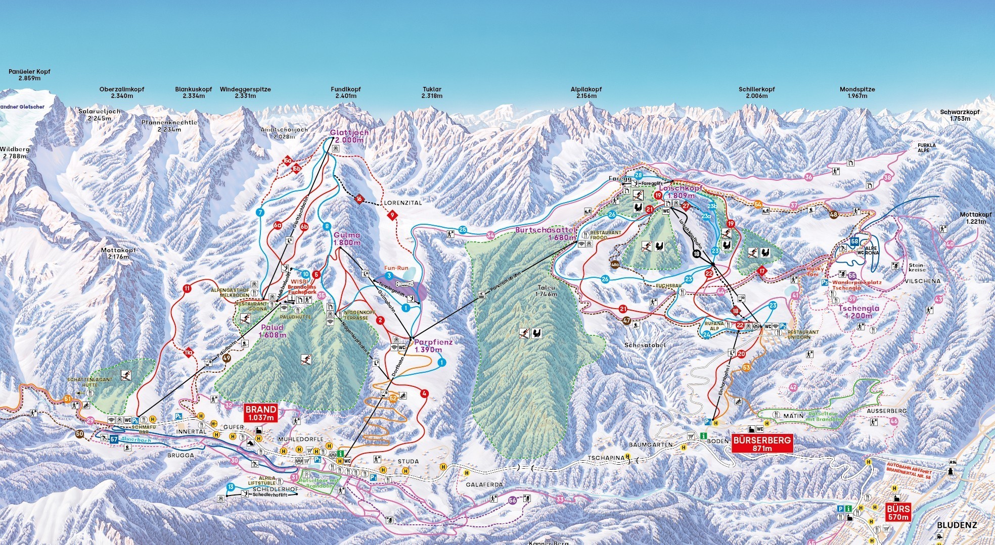Skigebiet Bergbahnen Brandnertal • Skiurlaub • Skifahren • Testberichte