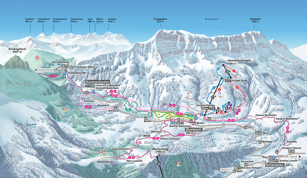 Pistenplan Bumbach Schangnau • Offene Lifte & Pisten • Skipanorama