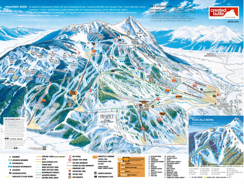 Pistenplan Crested Butte • Offene Lifte & Pisten • Skipanorama
