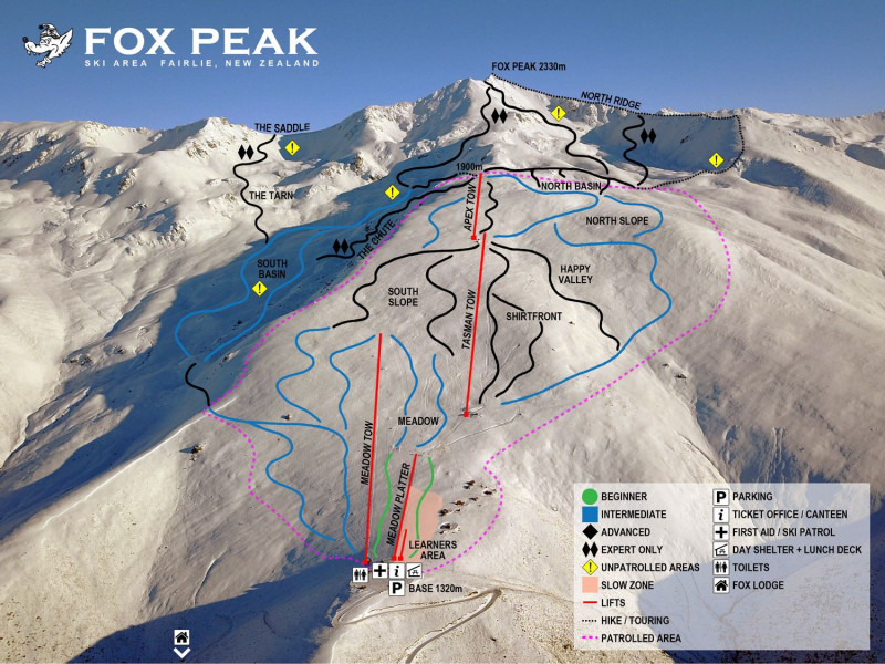 Pistenplan Fox Peak Ski Area • Offene Lifte & Pisten • Skipanorama