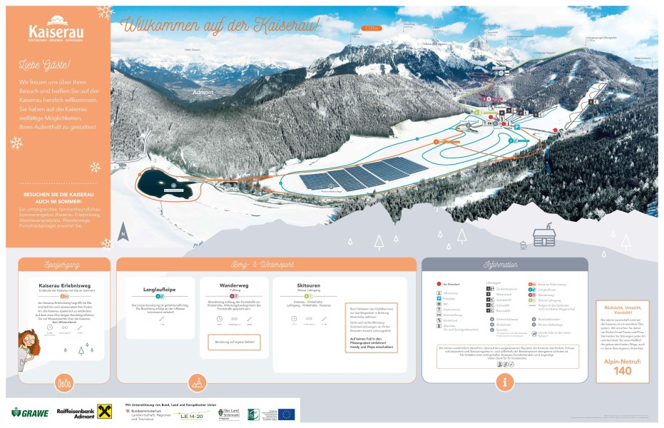 Pistenplan Kaiserau • Offene Lifte & Pisten • Skipanorama