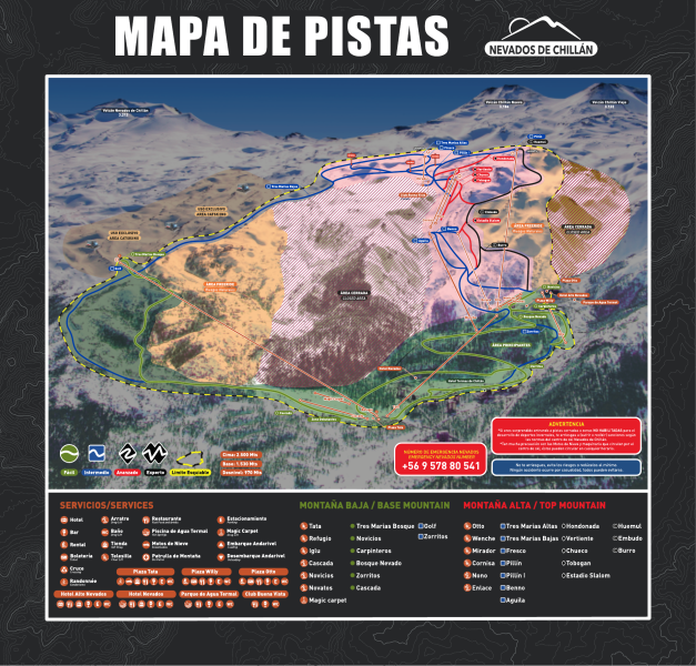 Pistenplan Nevados de Chillàn • Offene Lifte & Pisten • Skipanorama