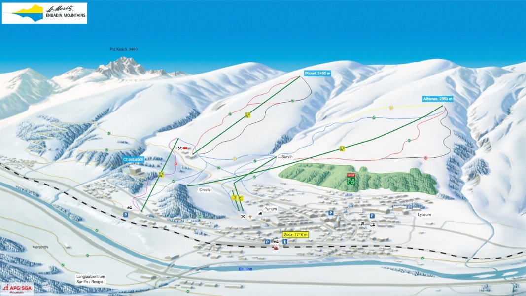 Pistenplan Zuoz • Offene Lifte & Pisten • Skipanorama