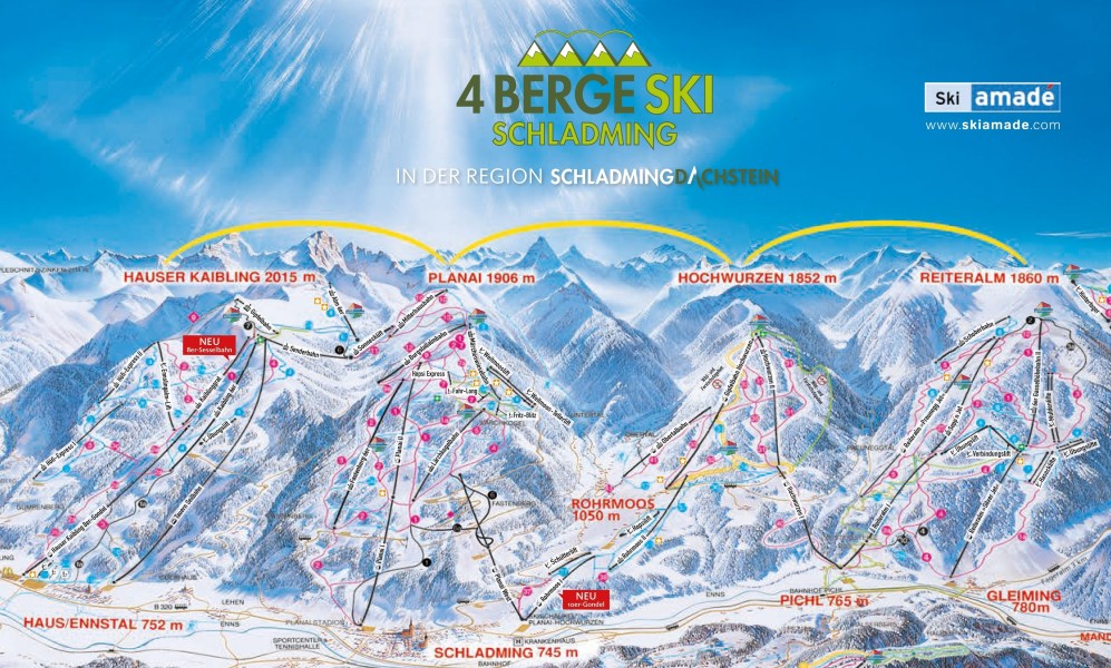 Pistenplan Planai Schladming (4-Berge-Skischaukel) • Offene Lifte ...