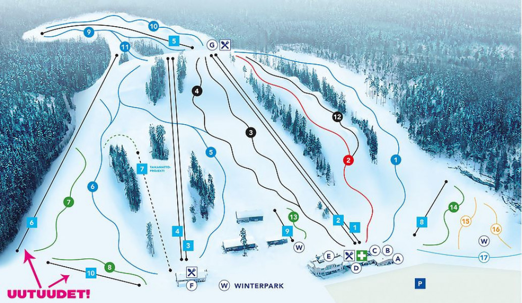 Pistenplan Vihti Ski Center • Offene Lifte & Pisten • Skipanorama