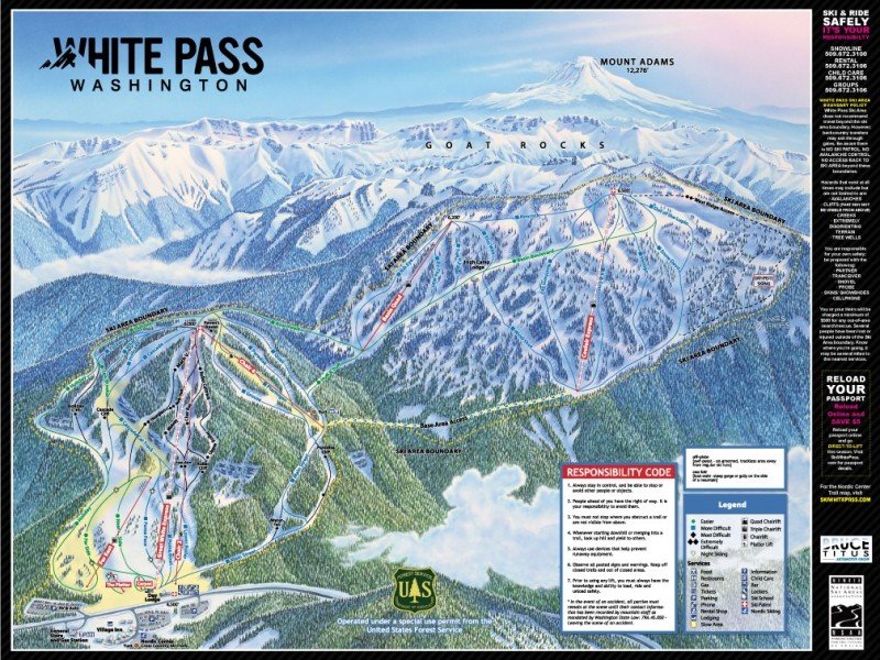 Pistenplan White Pass Ski Area • Offene Lifte & Pisten • Skipanorama
