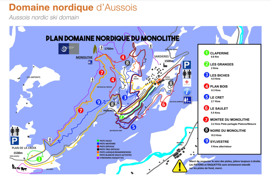 Cross-Country Skiing Trail Map Aussois • Nordic Trail Map