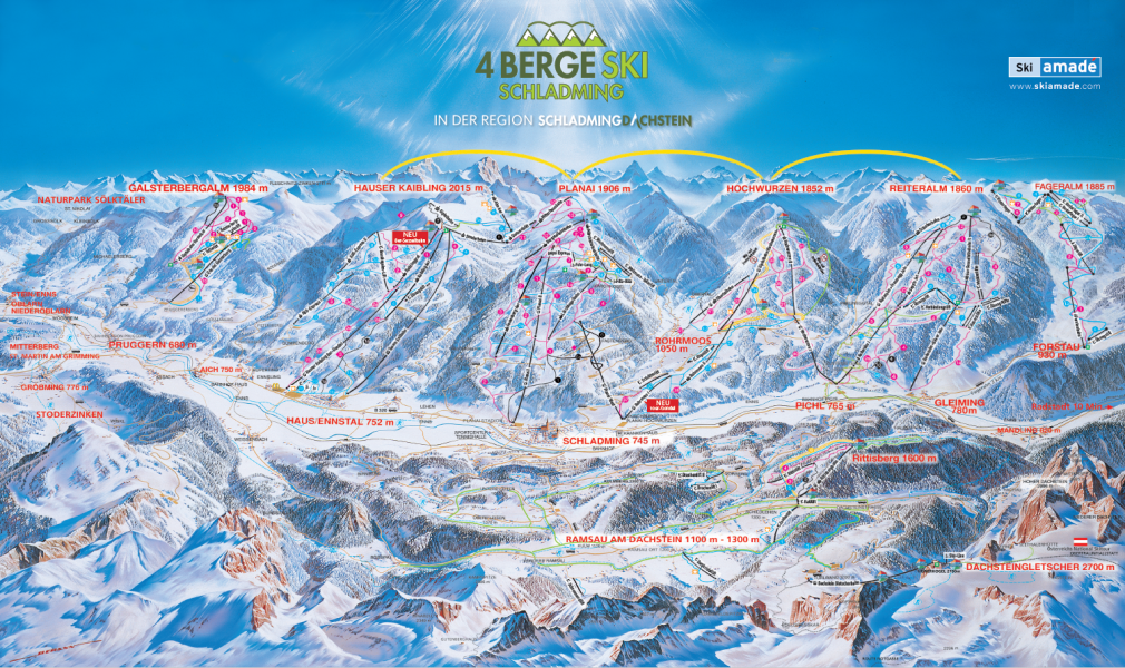 Cross-Country Skiing Trail Map Hauser Kaibling Schladming Ski amade ...