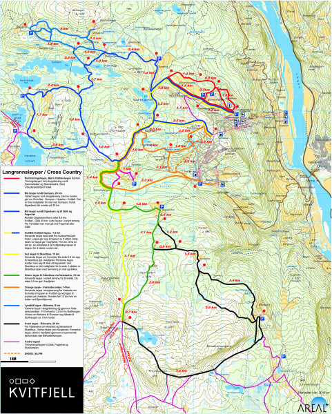 Cross-Country Skiing Trail Map Kvitfjell • Nordic Trail Map