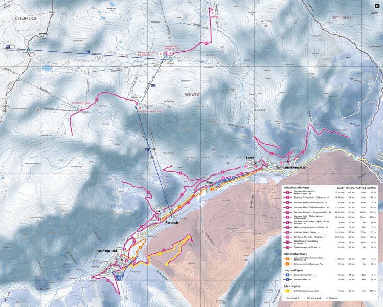Cross-Country Skiing Trail Map Samnaun • Nordic Trail Map