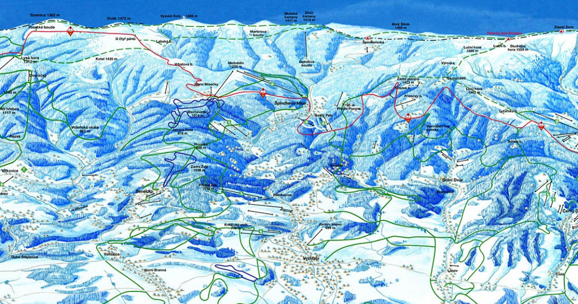 Cross-Country Skiing Trail Map Špindlerův Mlýn (Spindlermühle) • Nordic ...