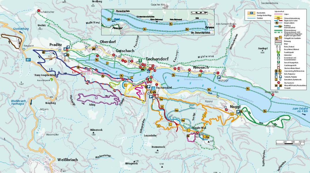 Cross-Country Skiing Trail Map Weissensee • Nordic Trail Map